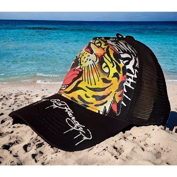 Ed Hardy | Accessories | Ed Hardy Tiger Tattoo Black Summer Trucker ...